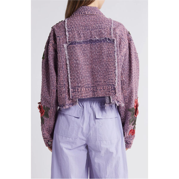 Bloom Floral Appliqué Texture Denim Jacket – Nikki Lund